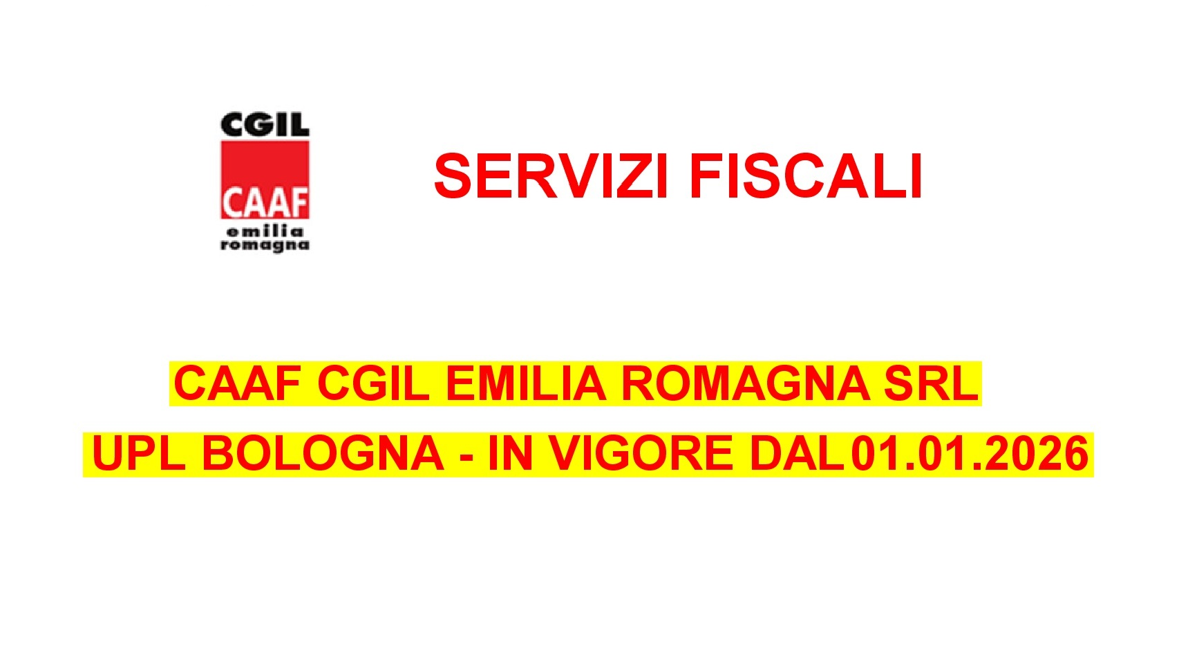 TARIFFE SERVIZI FISCALI - CAAF CGIL Emilia Romagna